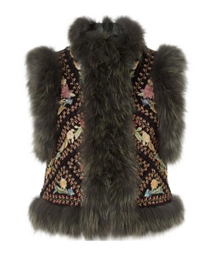 Fendi Fur-trim Embroidered Tulle Gilet - Black