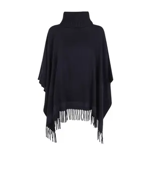 Ralph Lauren Fringed Turtleneck Cape