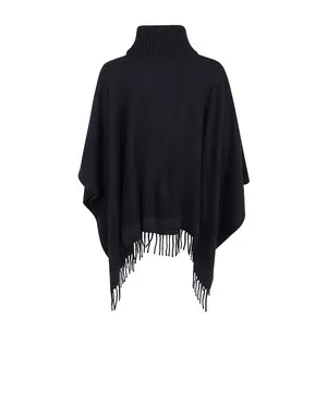 Ralph Lauren Fringed Turtleneck Cape