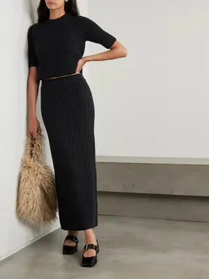 Arch4 Lisa Ribbed Cashmere Maxi Skirt