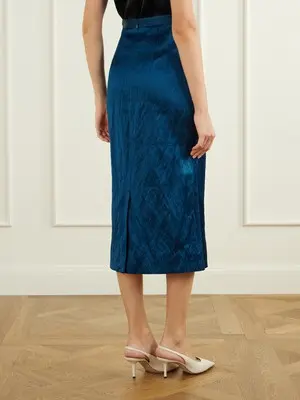 Erdem Floral-embroidered Metallic Satin Midi Skirt