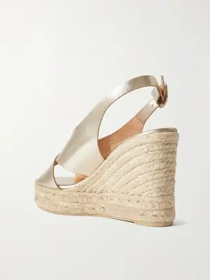 ANCIENT GREEK SANDALS Maria Metallic Leather Espadrille Wedge Sandals