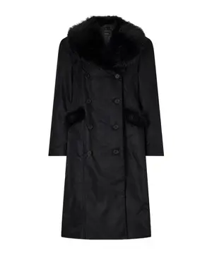 Simone Rocha Double-breasted Plush-trimmed Shell Coat - Black