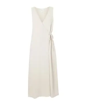 LESET Crepe Wrap Midi Dress - White