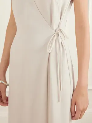 LESET Crepe Wrap Midi Dress