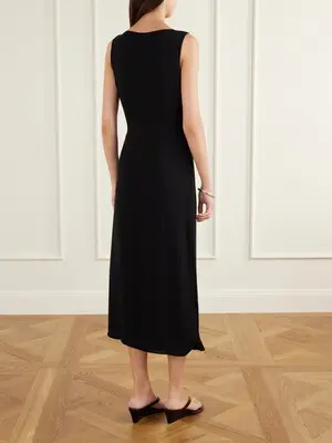 LESET Crepe Wrap Midi Dress