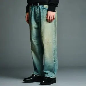 A.PRESSE 37 Washed Wide Denim Pants