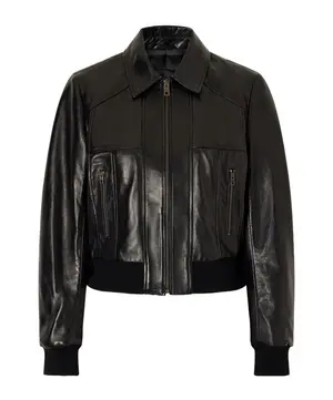 NILI LOTAN Leather Cropped Jacket