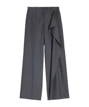 JIL SANDER Fil-à-fil Wool Trousers - Fog