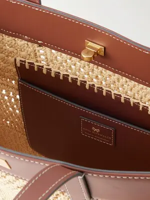 ANYA HINDMARCH Leather-trimmed Woven Raffia Tote
