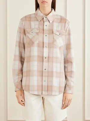 GOD'S TRUE CASHMERE Champagne Tartan Cashmere Shirt