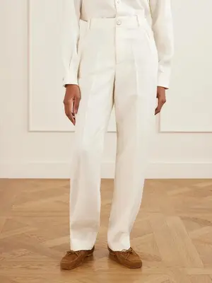 GOD'S TRUE CASHMERE Solid Linen Straight-leg Pants