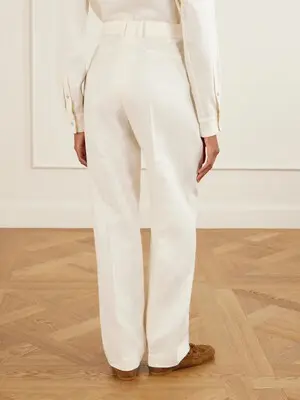 GOD'S TRUE CASHMERE Solid Linen Straight-leg Pants