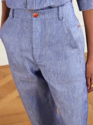 GOD'S TRUE CASHMERE Linen-denim Straight-leg Pants
