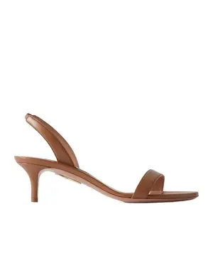 AQUAZZURA So Nude 50 Leather Slingback Sandals - Brown