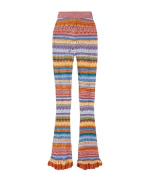 Etro Striped Open-knit Cotton Straight-leg Pants