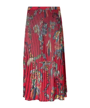 Etro Floral And Paisley-print Knitted Midi Skirt - Red