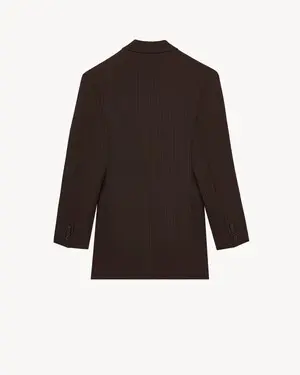 Saint Laurent Double-breasted Jacket In Chalk-stripe Wool Mélange
