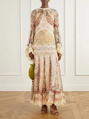 Zimmermann Silk Patchwork Maxi Dress With Lace