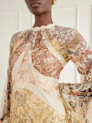 Zimmermann Silk Patchwork Maxi Dress With Lace