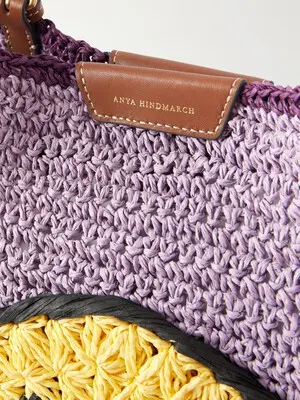 ANYA HINDMARCH Leather-trimmed Raffia Tote
