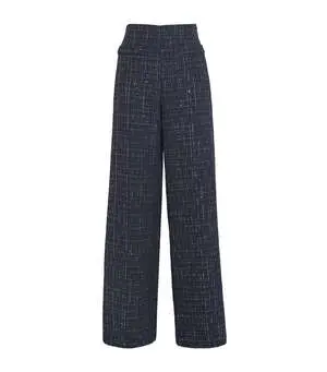 Sandro Tweed Flare Trousers - Blue
