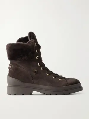 Bogner St. Moritz Shearling-trimmed Suede Ankle Boots - Brown