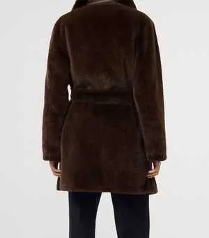 Burberry Faux Fur Belted Car Coat