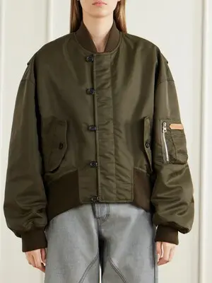 JW Anderson Oversized Tipped Hem Rib-trimmed Satin Bomber Jacket - Brown