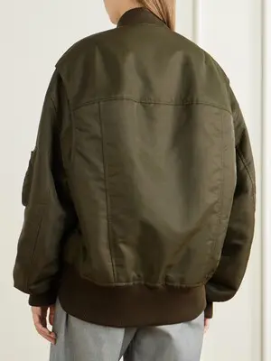 JW Anderson Oversized Tipped Hem Rib-trimmed Satin Bomber Jacket - Brown