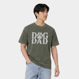 SIMPLY SAGE MARKET Dog Dad Paw Distressed Garment Dyed T-shirt - Moss