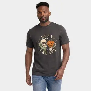 SIMPLY SAGE MARKET Stay Creepy Garment Dyed T-shirt - Pepper