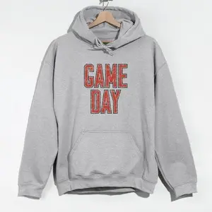 SIMPLY SAGE MARKET Game Day Outlined Distressed Hoodie - Graphite