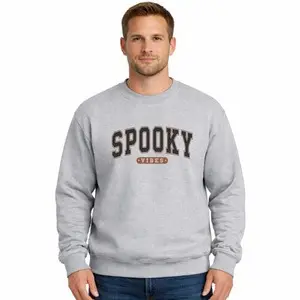 SIMPLY SAGE MARKET Varsity Spooky Vibes Sweatshirt - Graphite