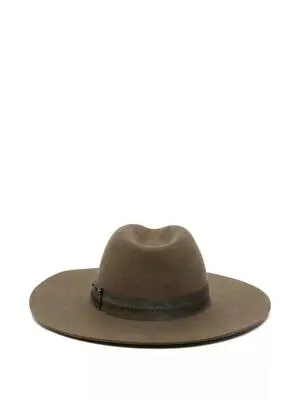 GOLDEN GOOSE Contrast-band Fedora Hat - Brown