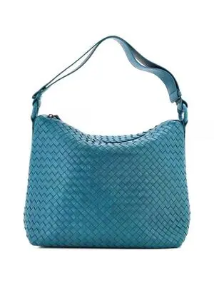 Bottega Veneta Zip Intrecciato Nappa Large Shoulder Bag - Blue