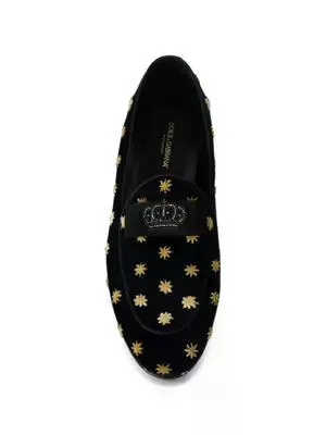 Dolce & Gabbana Star-embroidered Crown-embellished Loafers