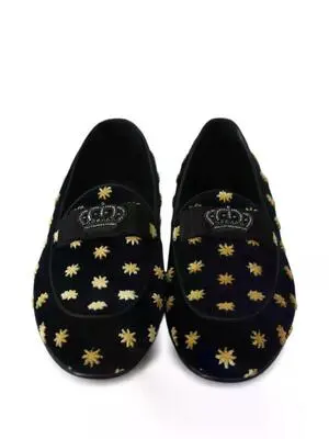 Dolce & Gabbana Star-embroidered Crown-embellished Loafers