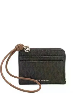 Michael Kors Jet Set Small Signature Logo Card Case Wristlet - Brown