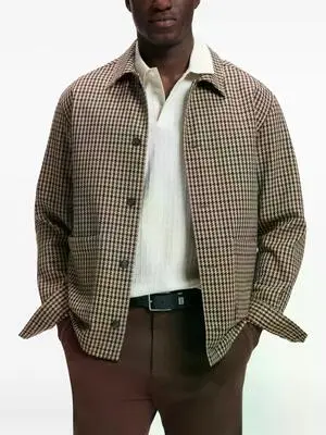 BOSS Relaxed-fit Wool-blend Jacket With Vichy Check - Brown