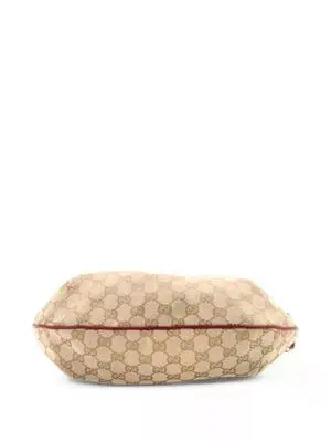 Gucci Saddle Zip Messenger Bag Gg Canvas With Leather Medium Crossbody Bag