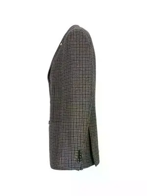LUIGI BIANCHI Houndstooth-pattern Blazer - Brown