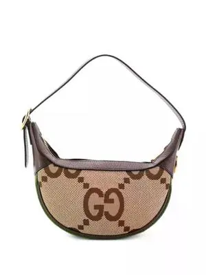 Gucci Ophidia Half Moon Bag Jumbo Gg Canvas Mini Shoulder Bag - Brown