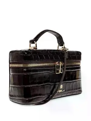 Furla Camelia Micro Croc-effect Leather Crossbody Bag