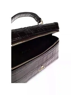 Furla Camelia Micro Croc-effect Leather Crossbody Bag