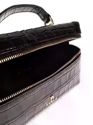 Furla Camelia Micro Croc-effect Leather Crossbody Bag