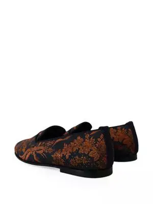 Dolce & Gabbana Floral-brocade Loafers - Blue
