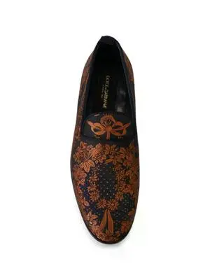 Dolce & Gabbana Floral-brocade Loafers - Blue