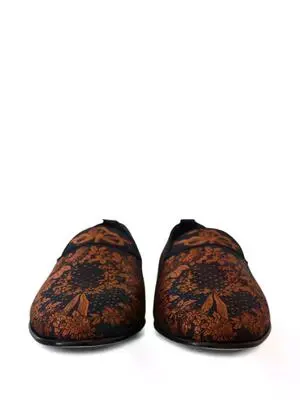 Dolce & Gabbana Floral-brocade Loafers - Blue