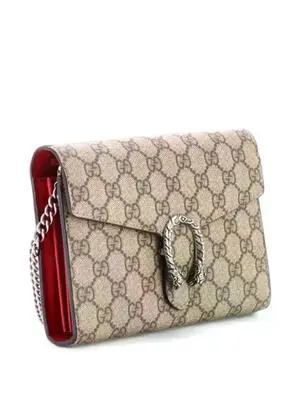 Gucci Dionysus Chain Wallet Gg Coated Canvas Small Crossbody Bag - Brown
